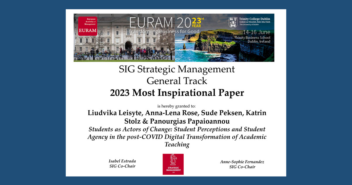 EURAM 2023 Paper Award - HdHf - TU Dortmund